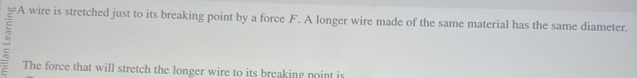 Solved A wire is stretched just to its breaking point by a | Chegg.com