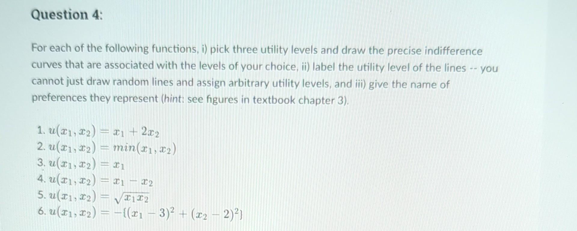 Solved For each of the following functions, i) pick three | Chegg.com