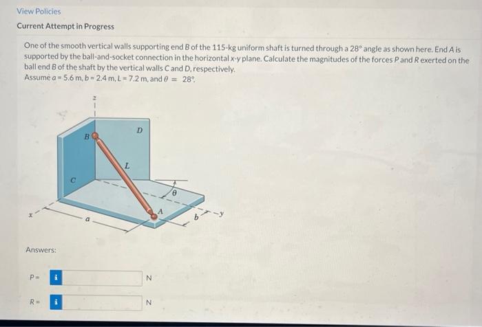 Solved One Of The Smooth Vertical Walls Supporting End B Of 