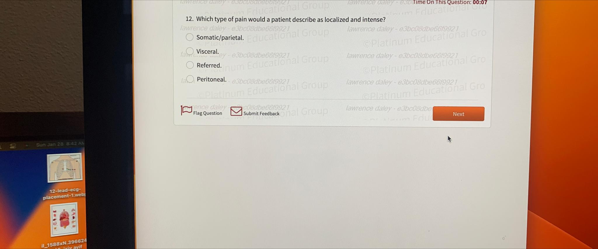 Solved Which type of pain would a patient describe as | Chegg.com