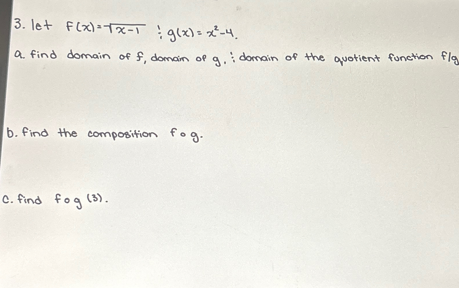 Solved let f(x)=x-12,vdotsg(x)=x2-4.a. ﻿find domain of f, | Chegg.com