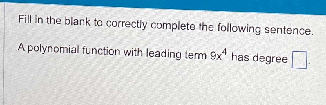 Solved Fill in the blank to correctly complete the following | Chegg.com