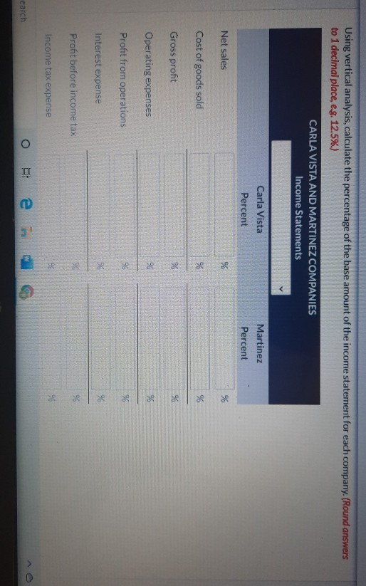 Solved Comparative income statement data for Carla Vista | Chegg.com