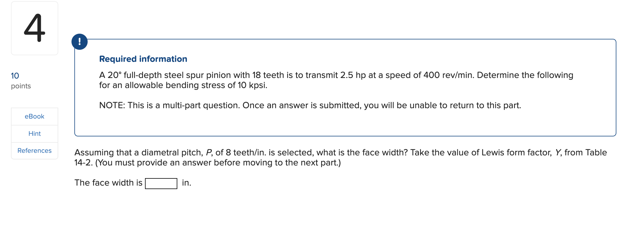 Solved Required informationA 20° ﻿full-depth steel spur | Chegg.com