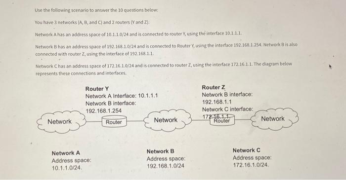 Use the following scenario to answer the 10 questions | Chegg.com