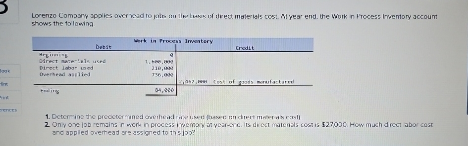 Solved Lorenzo Company applies overhead to jobs on the basis | Chegg.com Solved Lorenzo Company applies overhead to jobs on the basis | Chegg.com