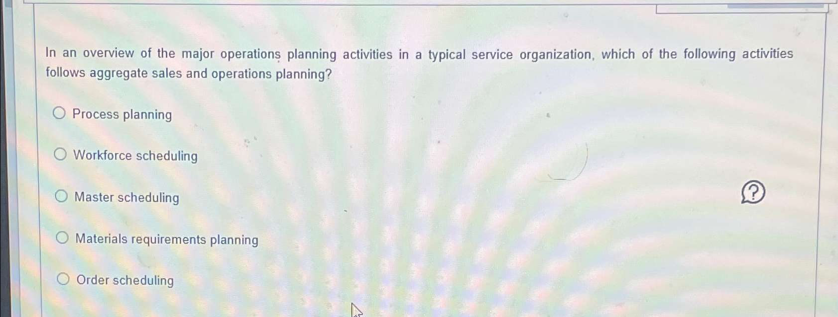 Solved In an overview of the major operations planning | Chegg.com