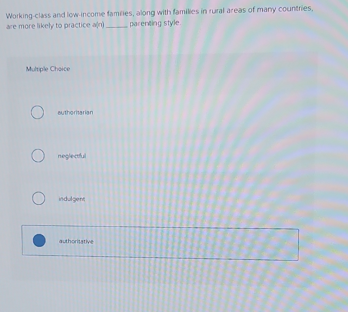 Solved Working-class and low-income families, along with | Chegg.com