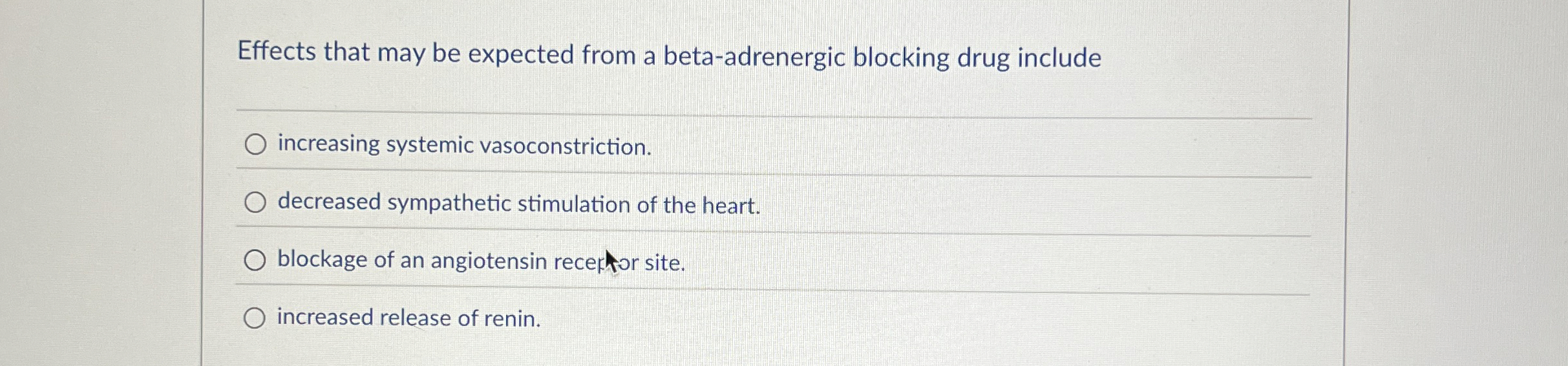 Solved Effects that may be expected from a beta-adrenergic | Chegg.com