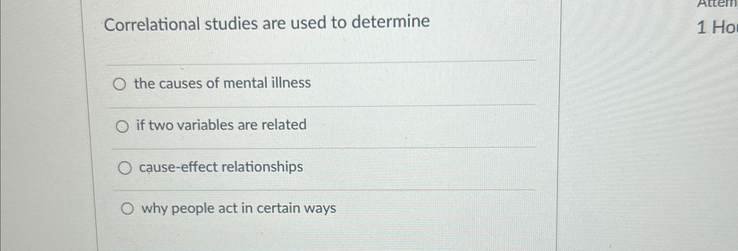 Solved Correlational studies are used to determinethe causes | Chegg.com