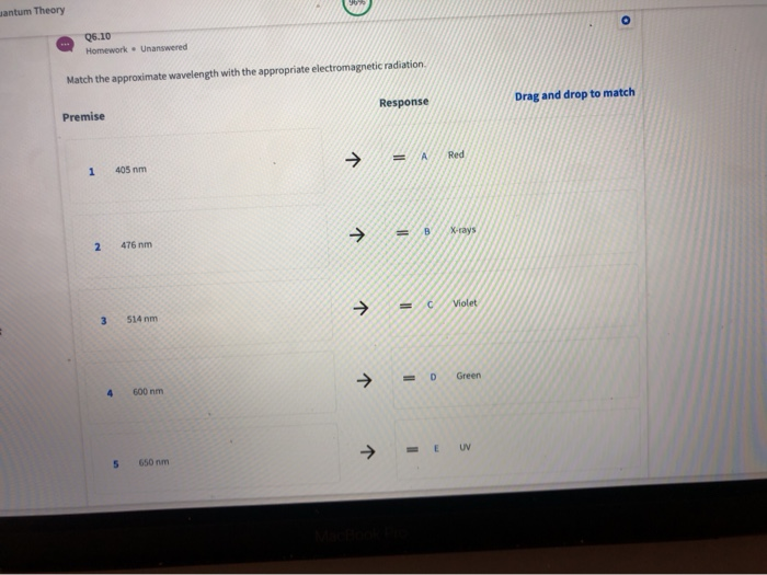 Solved uantum Theory Q6.10 Homework Unanswered Match the | Chegg.com