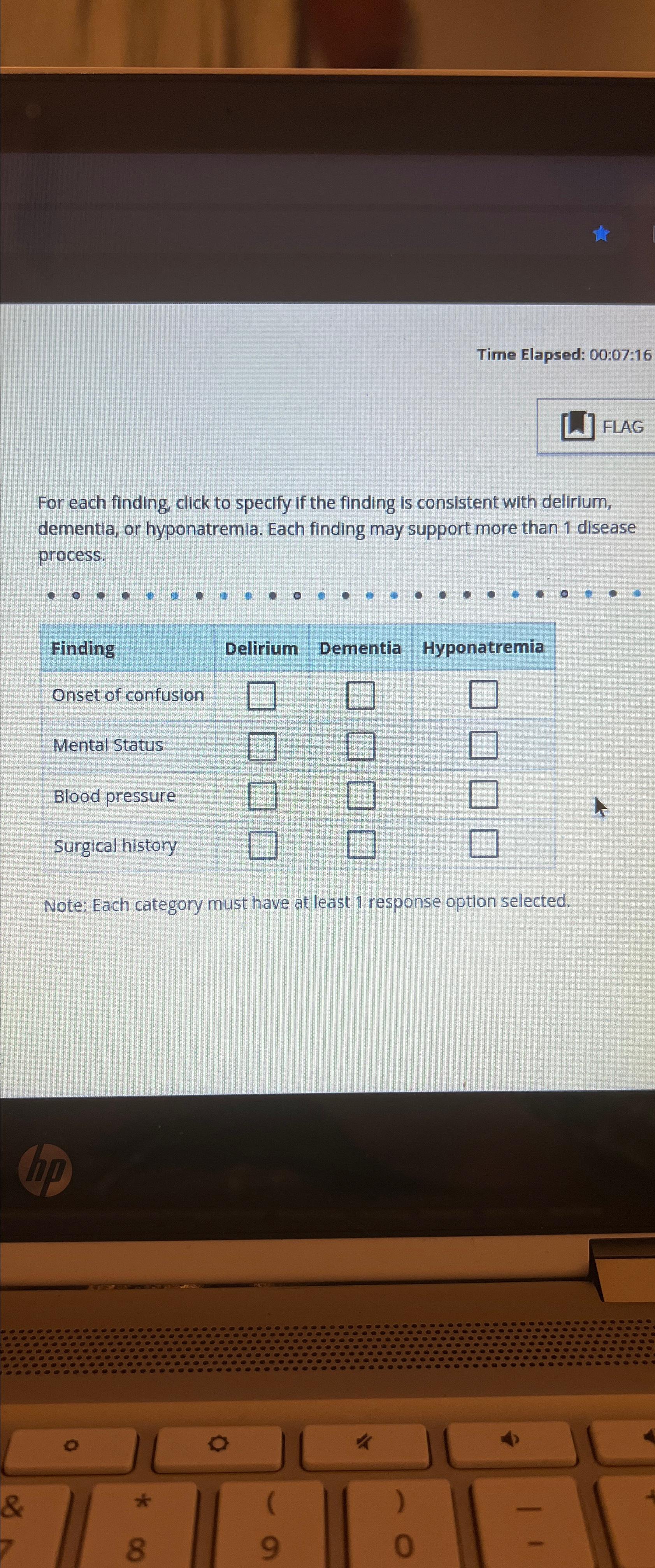 Solved Time Elapsed: 00:07:16FLAGFor each finding, click to | Chegg.com