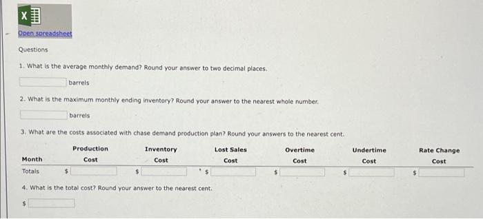 Solved Excel Online Activity: Aggregate Planning - Chase | Chegg.com