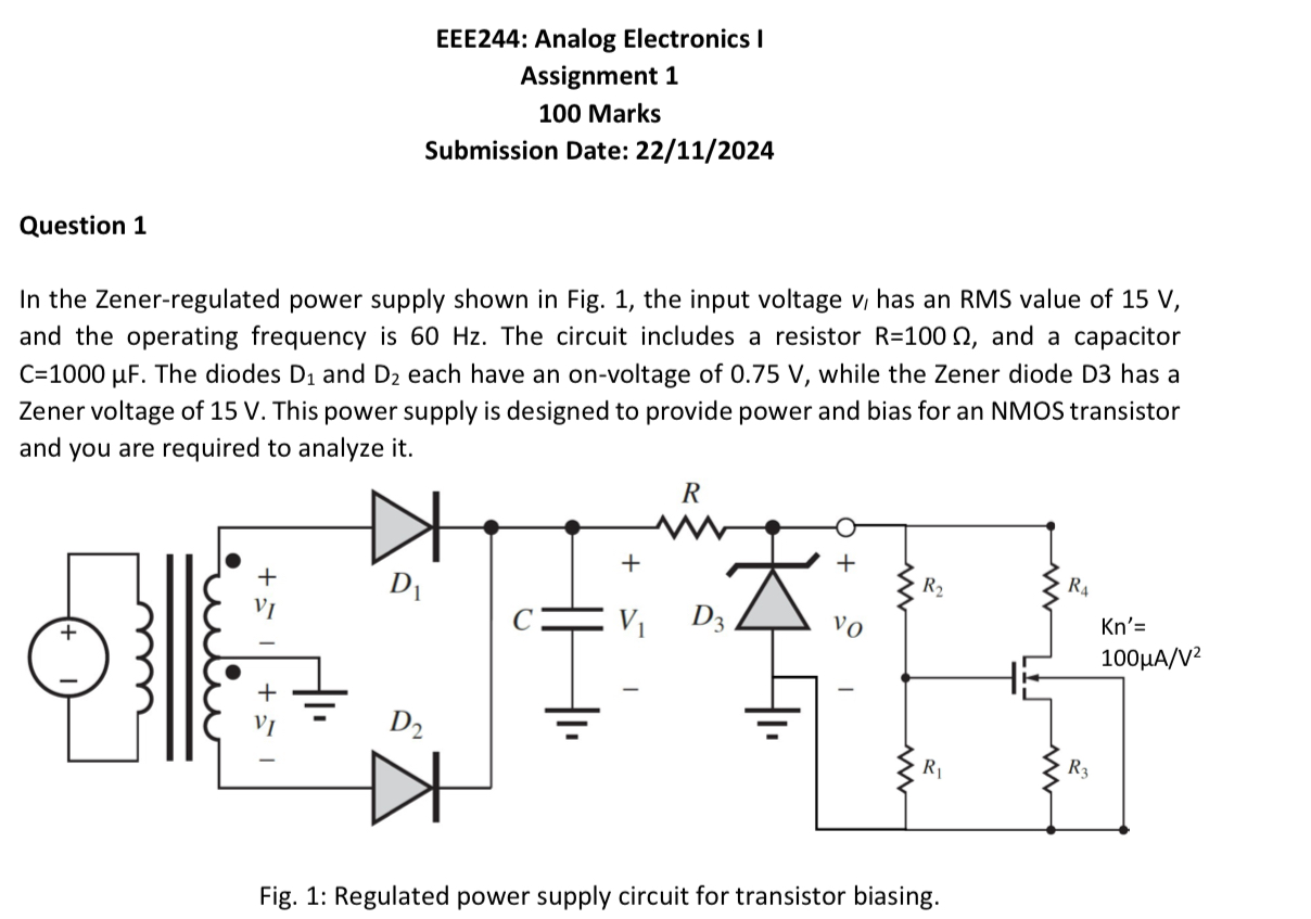 Solved by an EXPERT EEE244: Analog Electronics IAssignment 1100 | Chegg.com