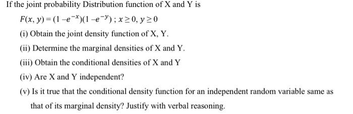 Solved If the joint probability Distribution function of X | Chegg.com