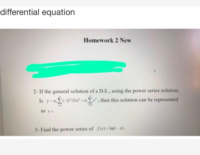 Solved differential equation Homework 2 New 2- If the | Chegg.com