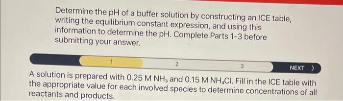 Solved Determine the pH of a buffer solution by constructing | Chegg.com