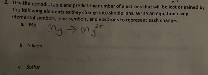 Solved Use the periodic table and predict the number of | Chegg.com