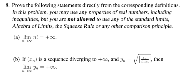 Solved 8. Prove the following statements directly from the | Chegg.com