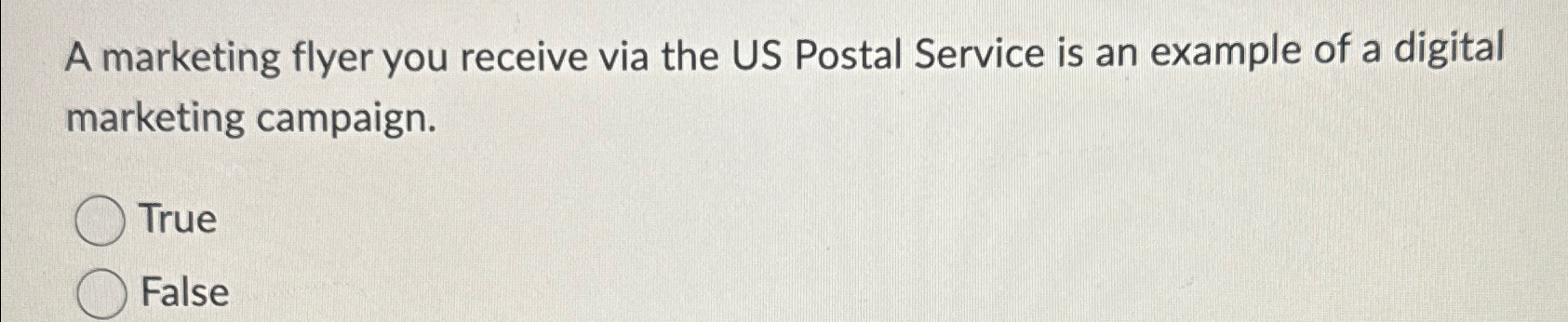 Solved A marketing flyer you receive via the US Postal | Chegg.com