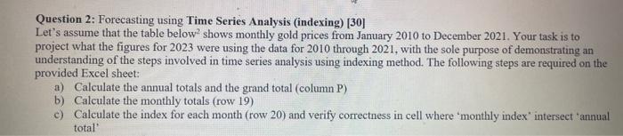 Question 2: Forecasting using Time Series Analysis | Chegg.com