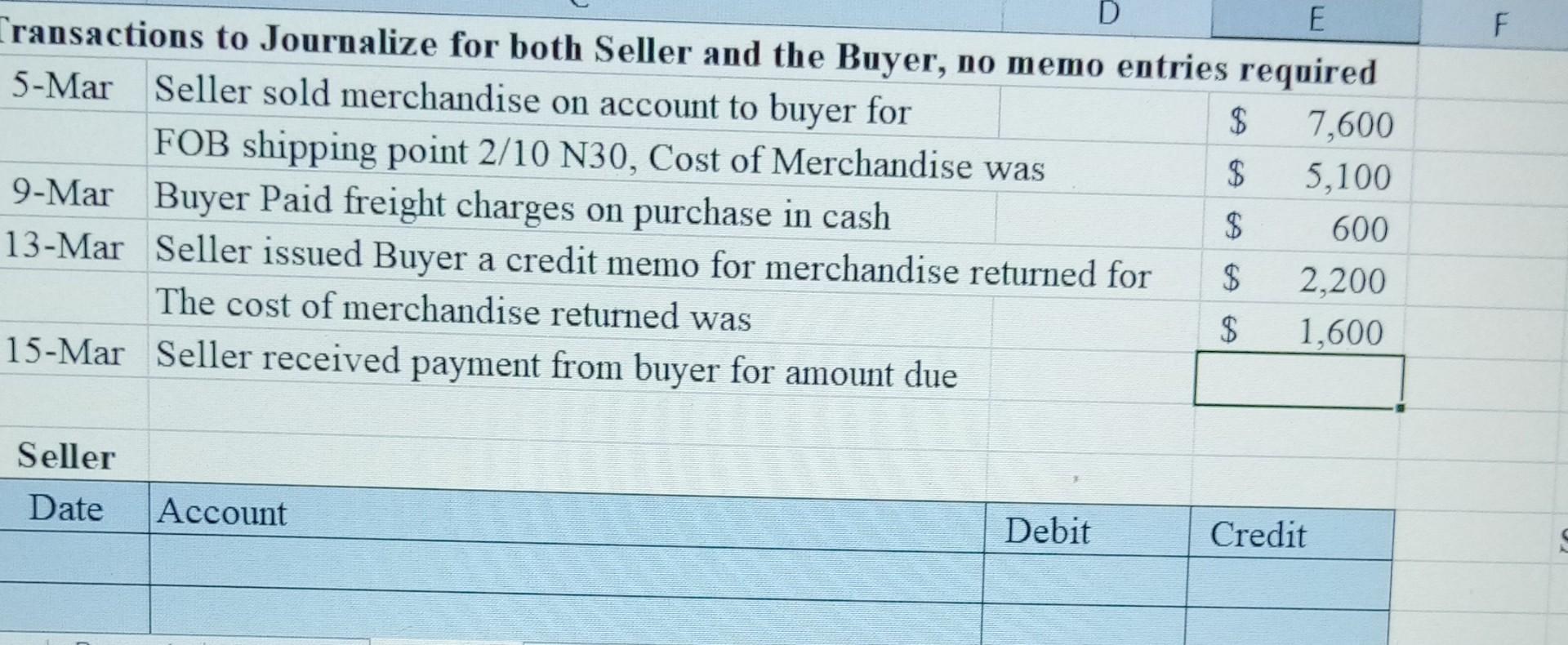 Solved Make journal entries for both the seller and | Chegg.com