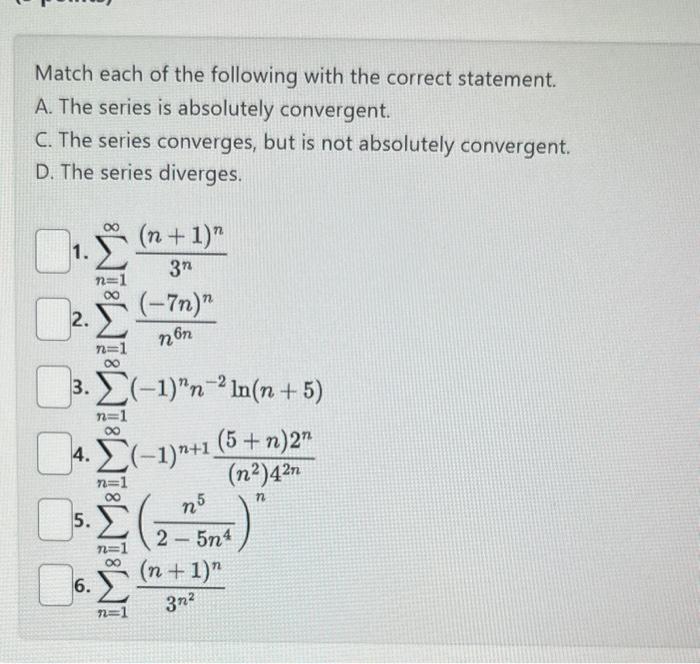 Solved Match each of the following with the correct | Chegg.com
