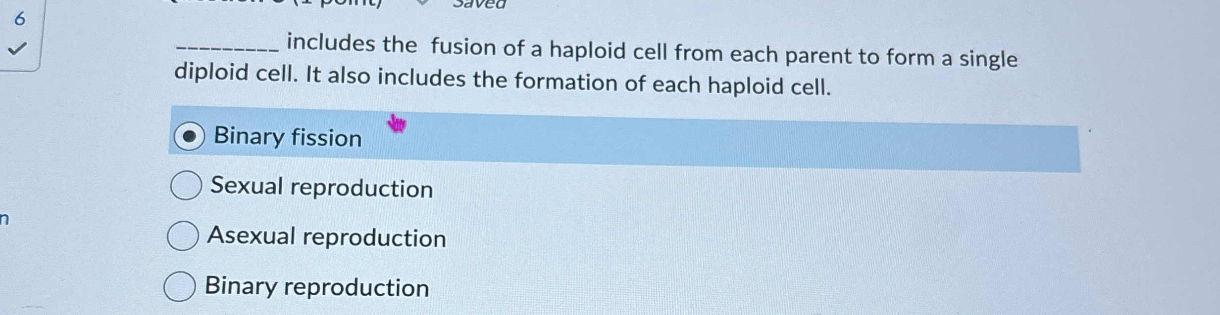 Solved q, ﻿includes the fusion of a haploid cell from each | Chegg.com