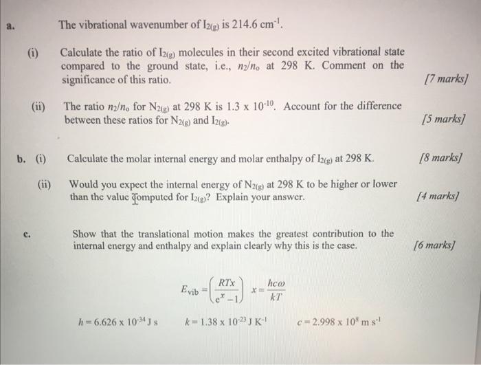 The vibrational wavenumber of 12(g) is 214.6 cm'. | Chegg.com