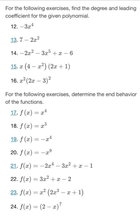 Solved For the following exercises, find the degree and | Chegg.com