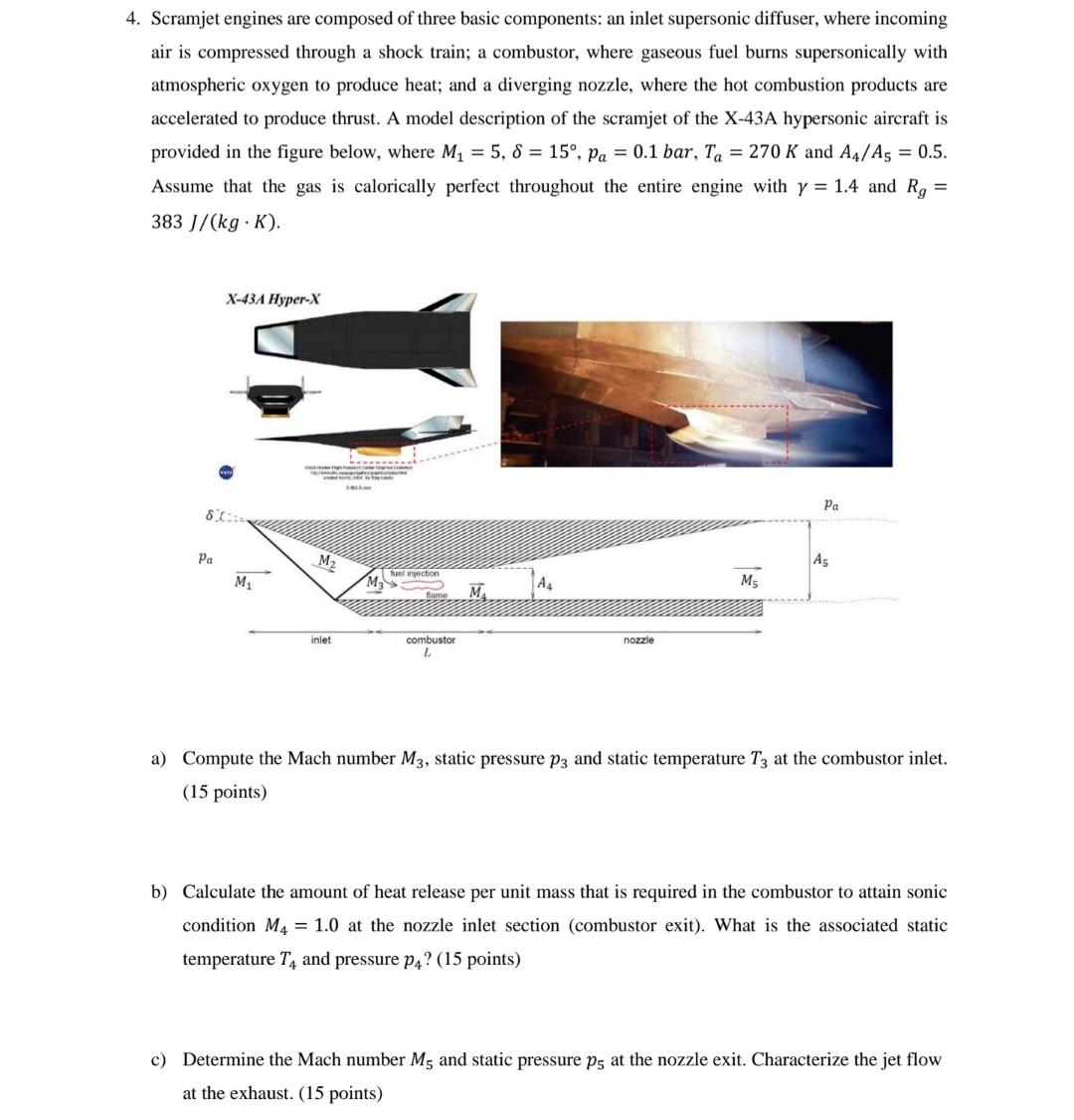 Solved 4. Scramjet engines are composed of three basic | Chegg.com