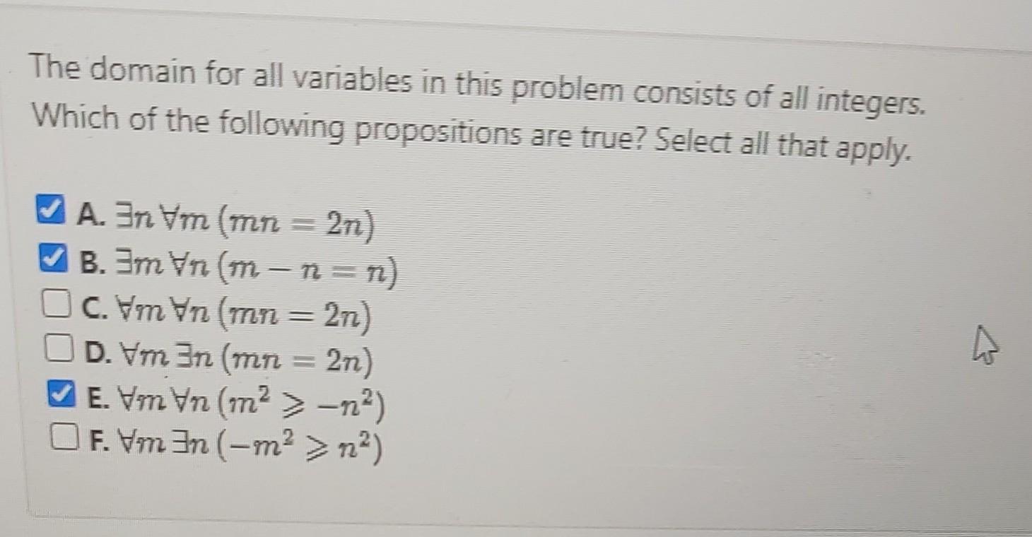 Solved The domain for all variables in this problem consists | Chegg.com