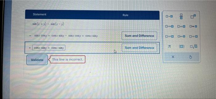 Solved Prove the identity. sin(x+y)−sin(x−y)=2cosxsiny Note | Chegg.com