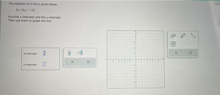 Solved The equation of a line is given below. 3x+6y=−12 Find | Chegg.com