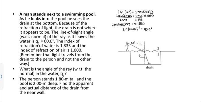 Solved - A man stands next to a swimming pool. As he looks | Chegg.com