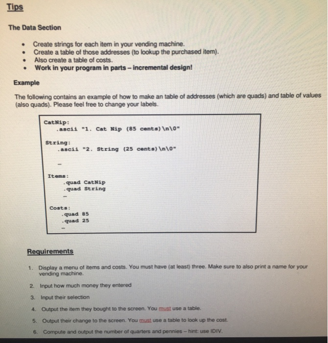 Code in intel x86 assembly language The requirements | Chegg.com