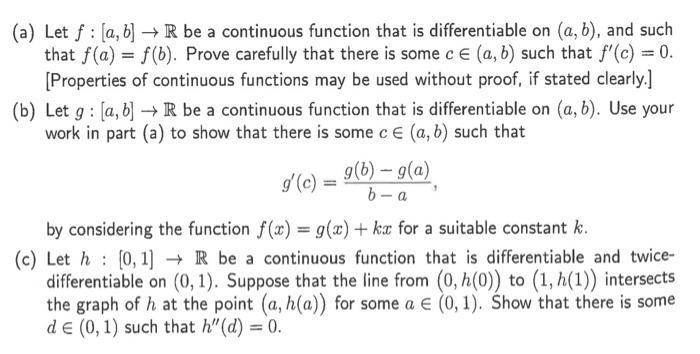 Solved (a) Let f:[a,b]→R be a continuous function that is | Chegg.com