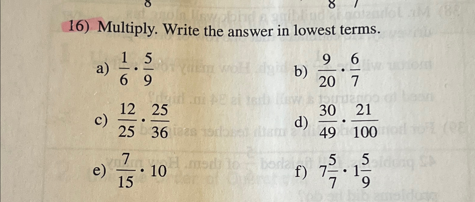 Solved Multiply. Write the answer in lowest | Chegg.com