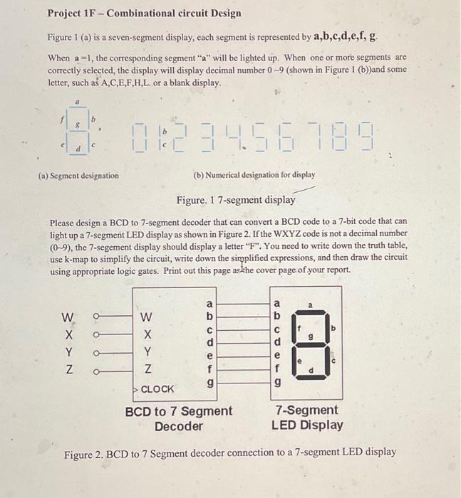 Solved Project 1F - Combinational circuit Design Figure 1 | Chegg.com
