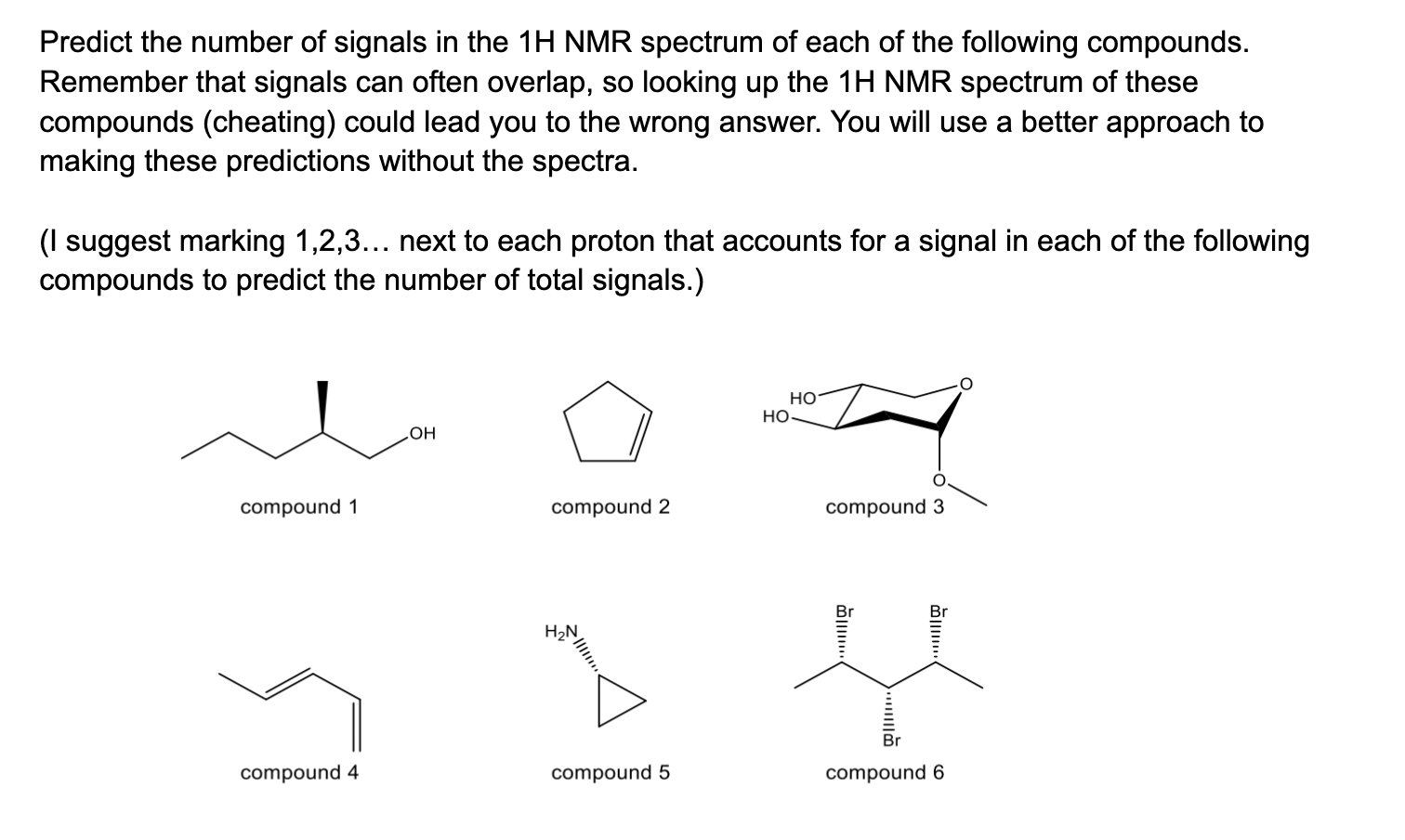 Solved Please solve the following H NMR question involving | Chegg.com