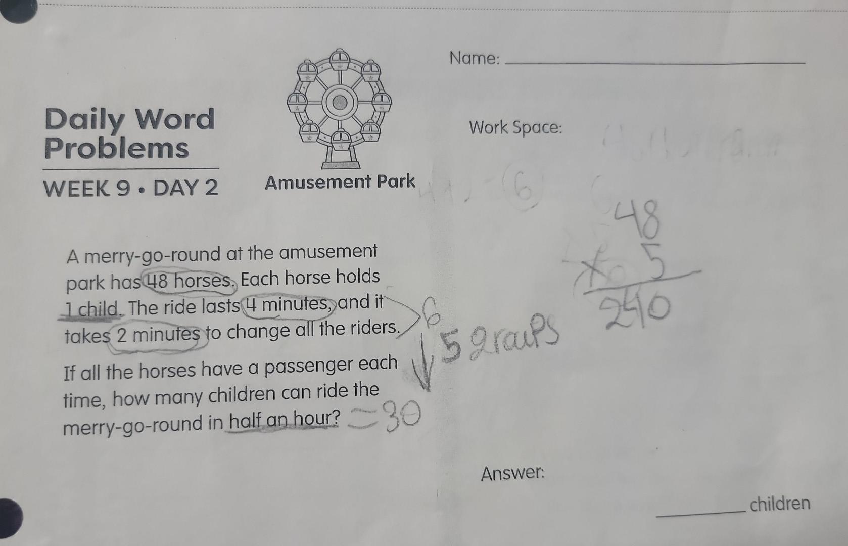 Solved Daily Word Work Space: Problems WEEK 9⋅ DAY 2 A | Chegg.com