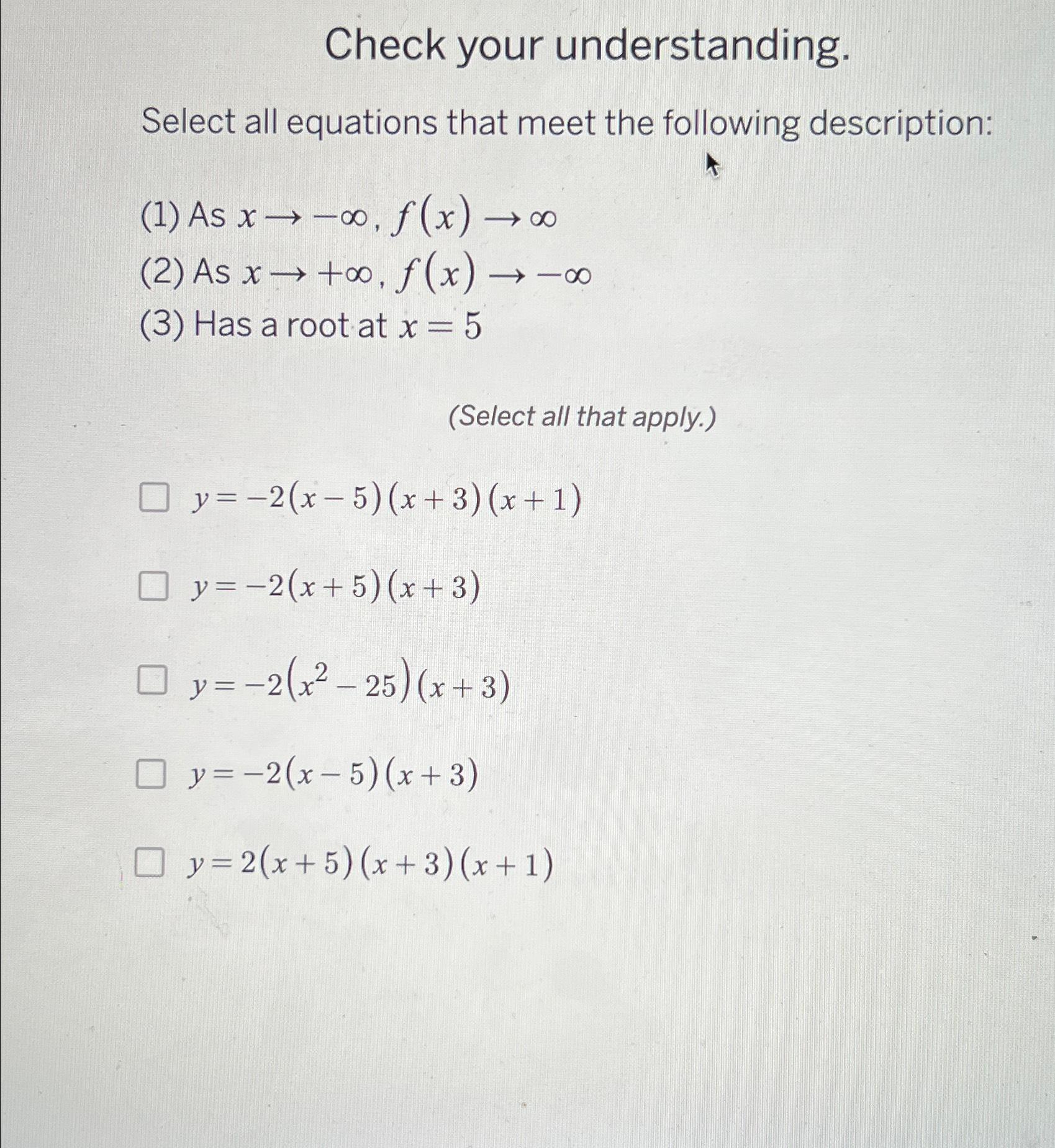 Solved Check your understanding.Select all equations that | Chegg.com