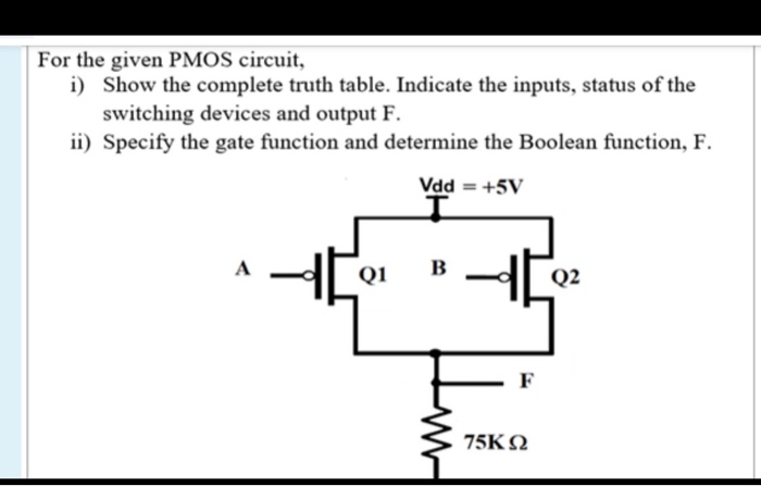 Solved For the given PMOS circuit, i) Show the complete | Chegg.com