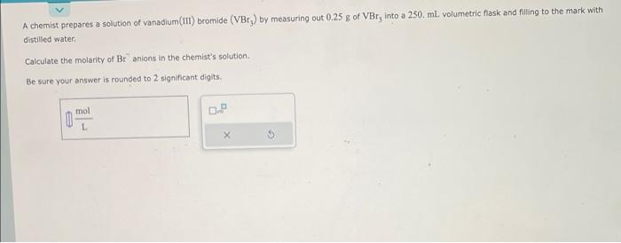 Solved A chemist prepares a solution of vanadium(III) | Chegg.com