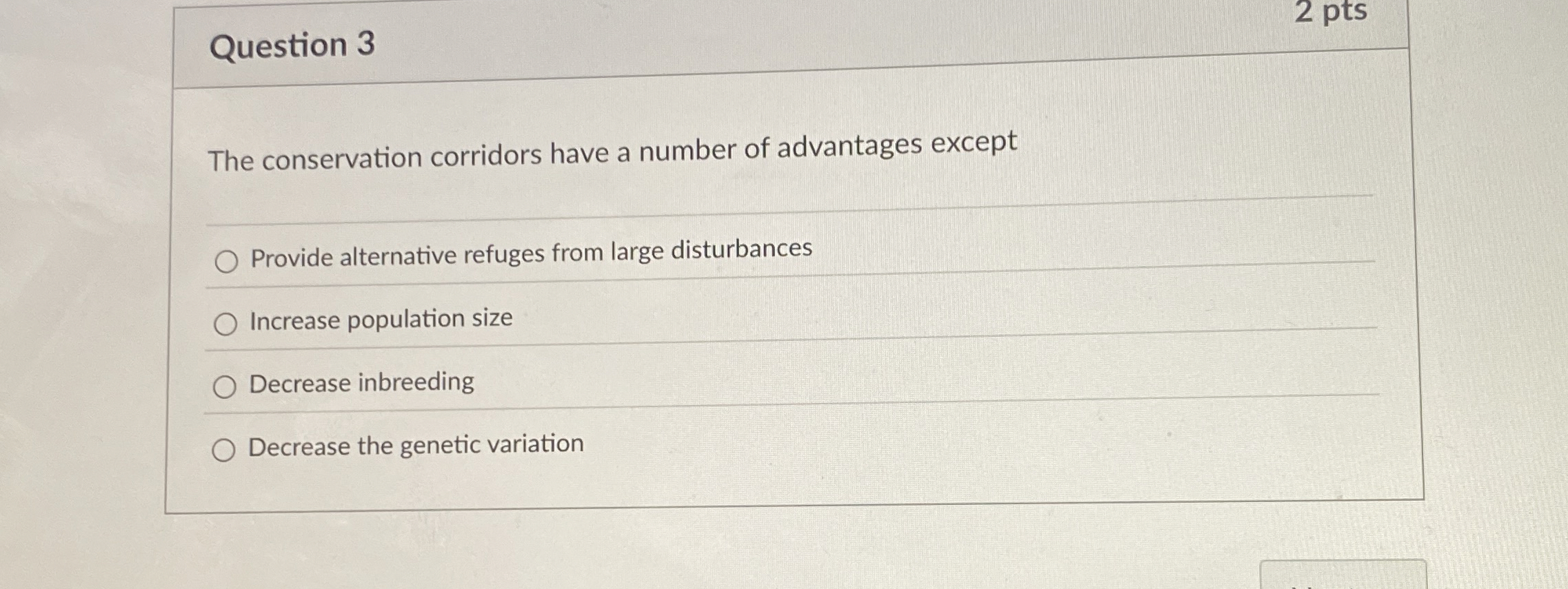 Solved Question 3The conservation corridors have a number of | Chegg.com