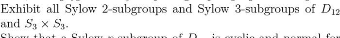 Solved Exhibit All Sylow 2 Subgroups And Sylow 3 Subgroups