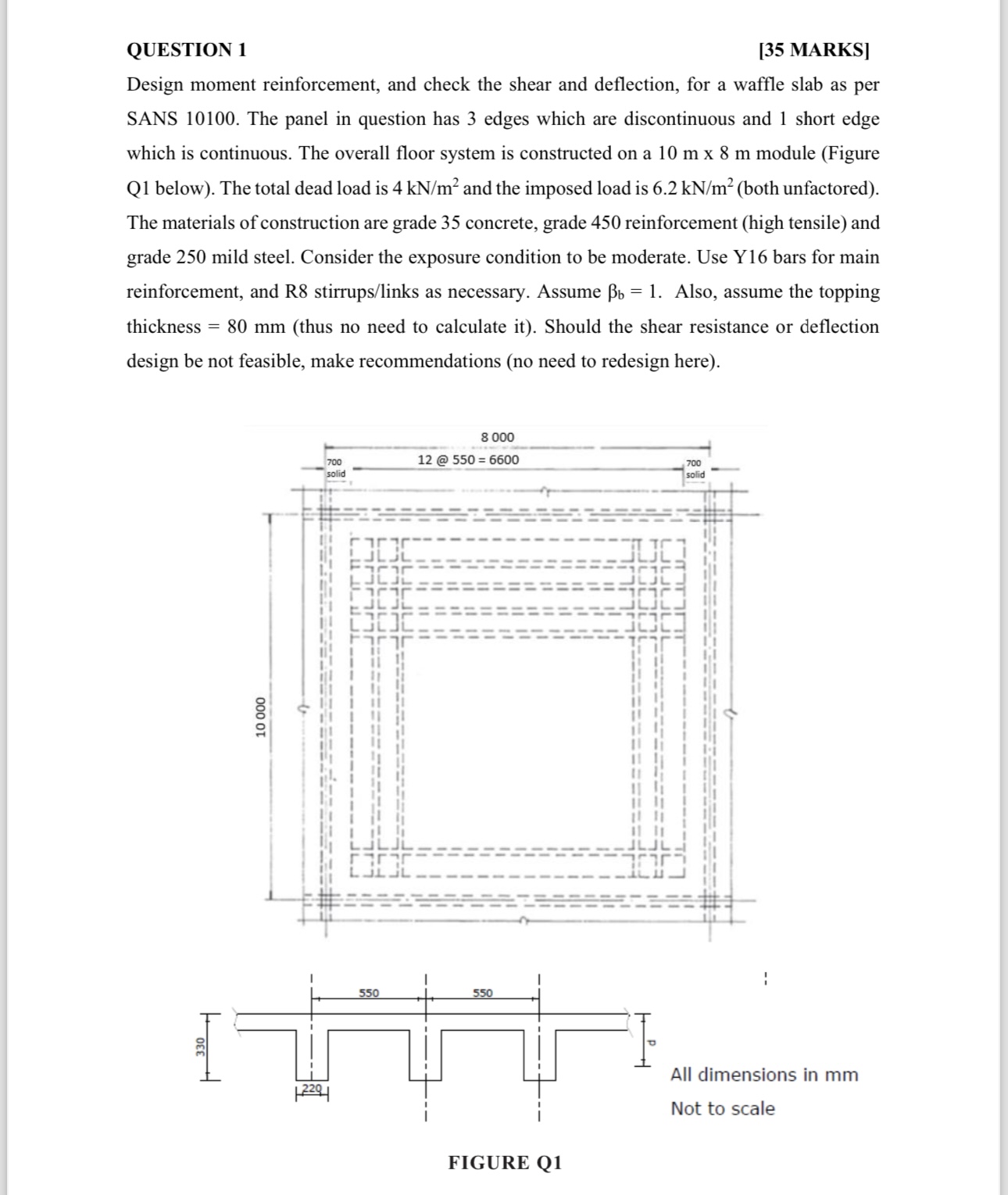 Solved QUESTION 1[35 ﻿MARKS]Design moment reinforcement, and | Chegg.com
