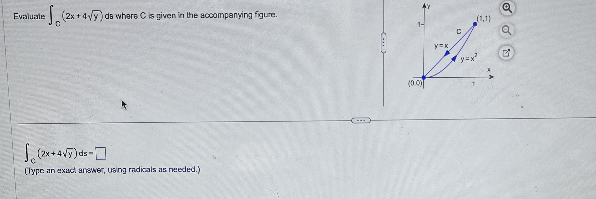 Solved Evaluate ∫C﻿(2x+4y2)ds ﻿where C ﻿is given in the | Chegg.com