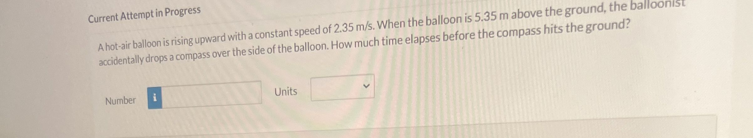 Solved Current Attempt in ProgressA hot-air balloon is | Chegg.com