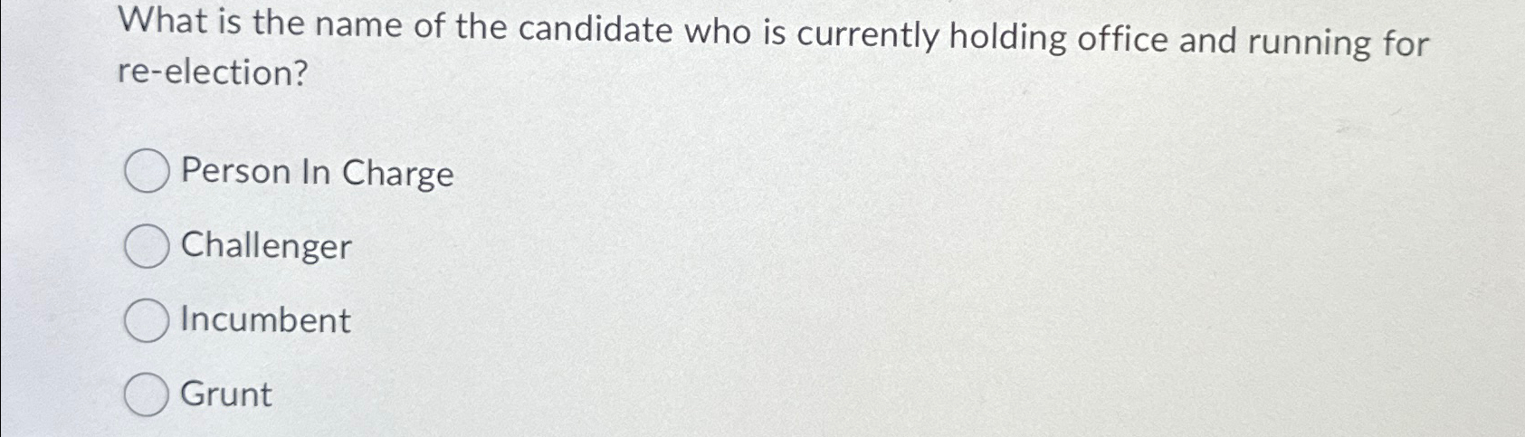Solved What is the name of the candidate who is currently | Chegg.com